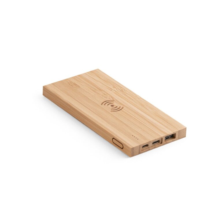 FITCH bamboo power bank with wireless charger - branded with your logo